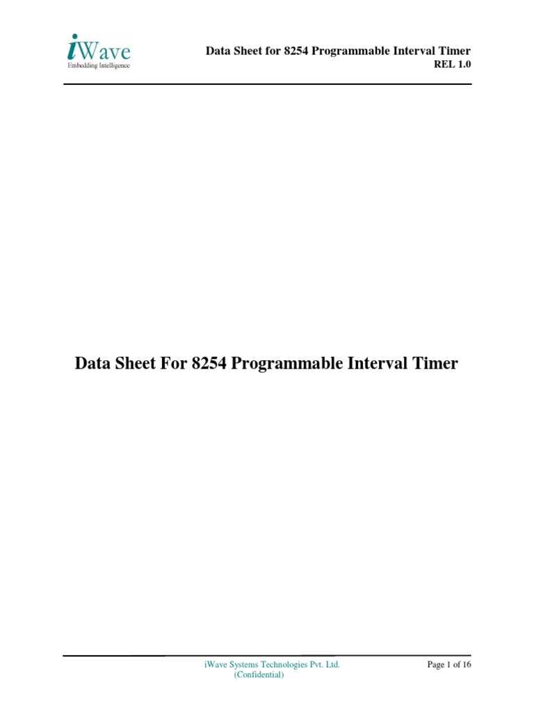 Data Sheet For 8254 Programmable Interval Timer | PDF | Electronic Design | Computer Engineering