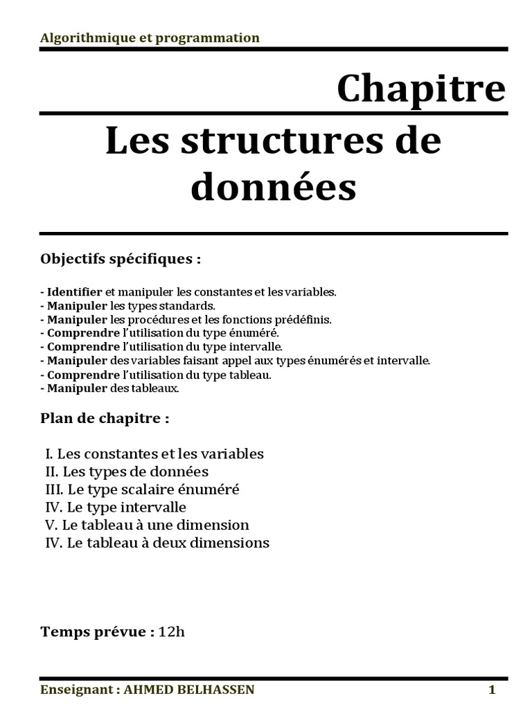 Introduction à l'Algorithmique | PDF | Variable (informatique) | Booléen
