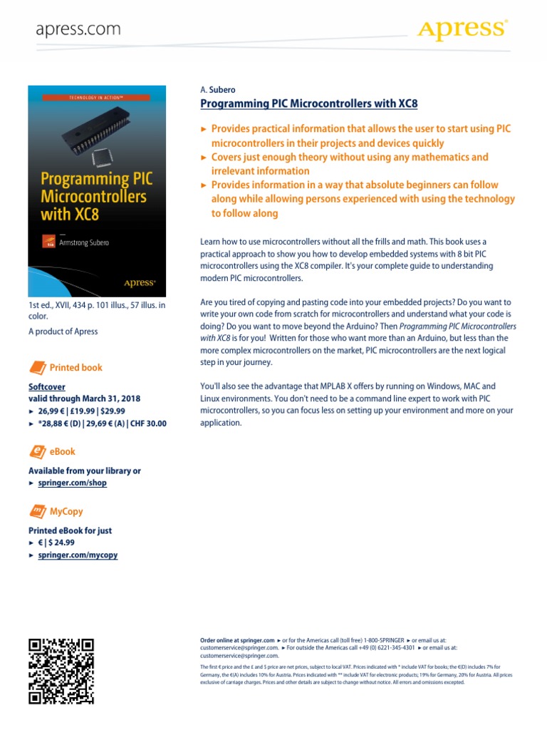 Programming PIC Microcontrollers With XC8: Printed Book | PDF | Microcontroller | Embedded System