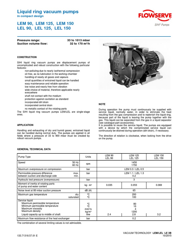 TC FLS SIHI LEM LEL 90 To 150 EN | PDF | Pump | Liquids