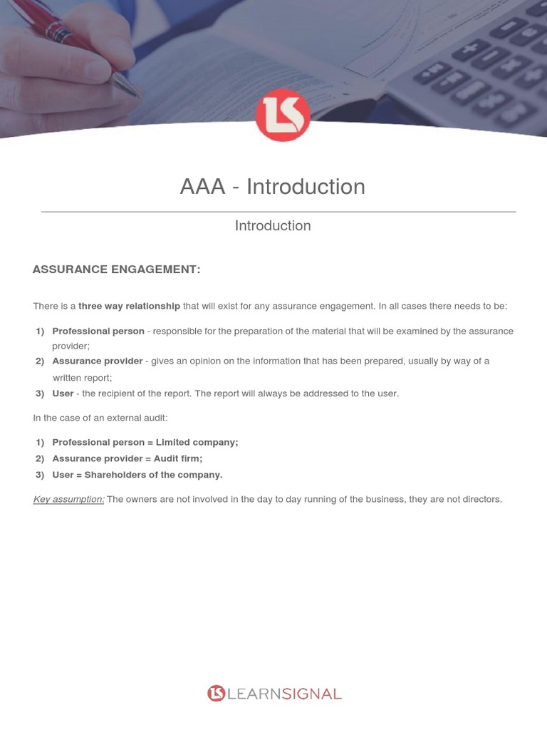 An Introduction to Assurance Engagements: The Three-Way Relationship ...