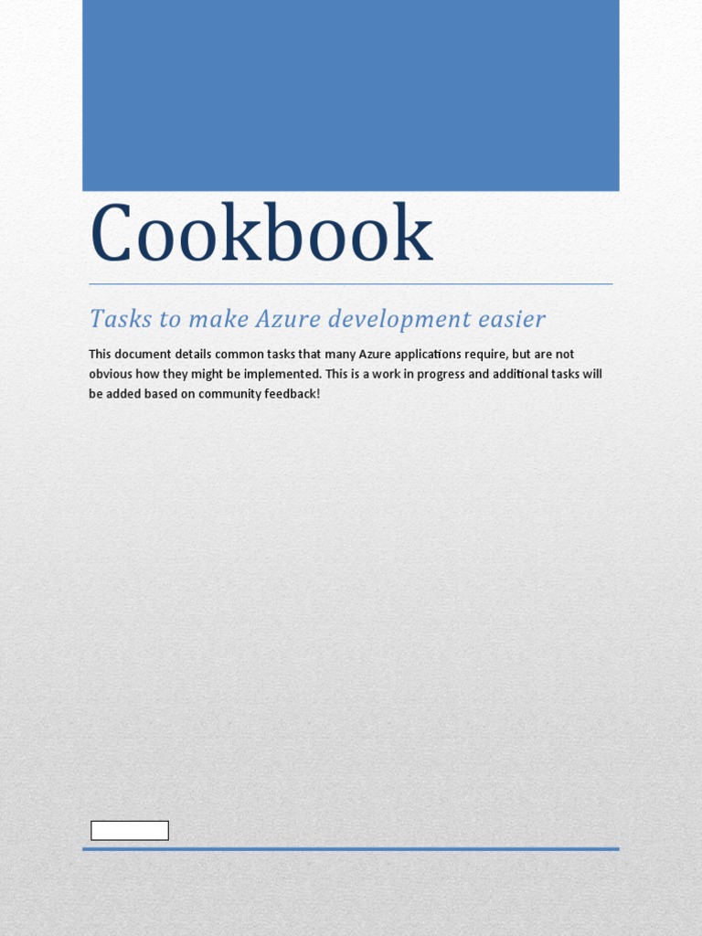 Azure Cookbook: Tasks To Make Azure Development Easier | PDF | Public ...