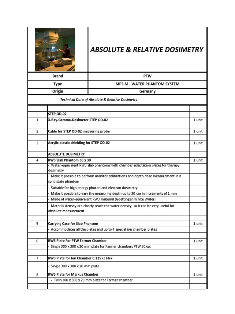 Spesifikasi Absolute & Relative Dosimetry | PDF | Dosimetry | Radiation ...
