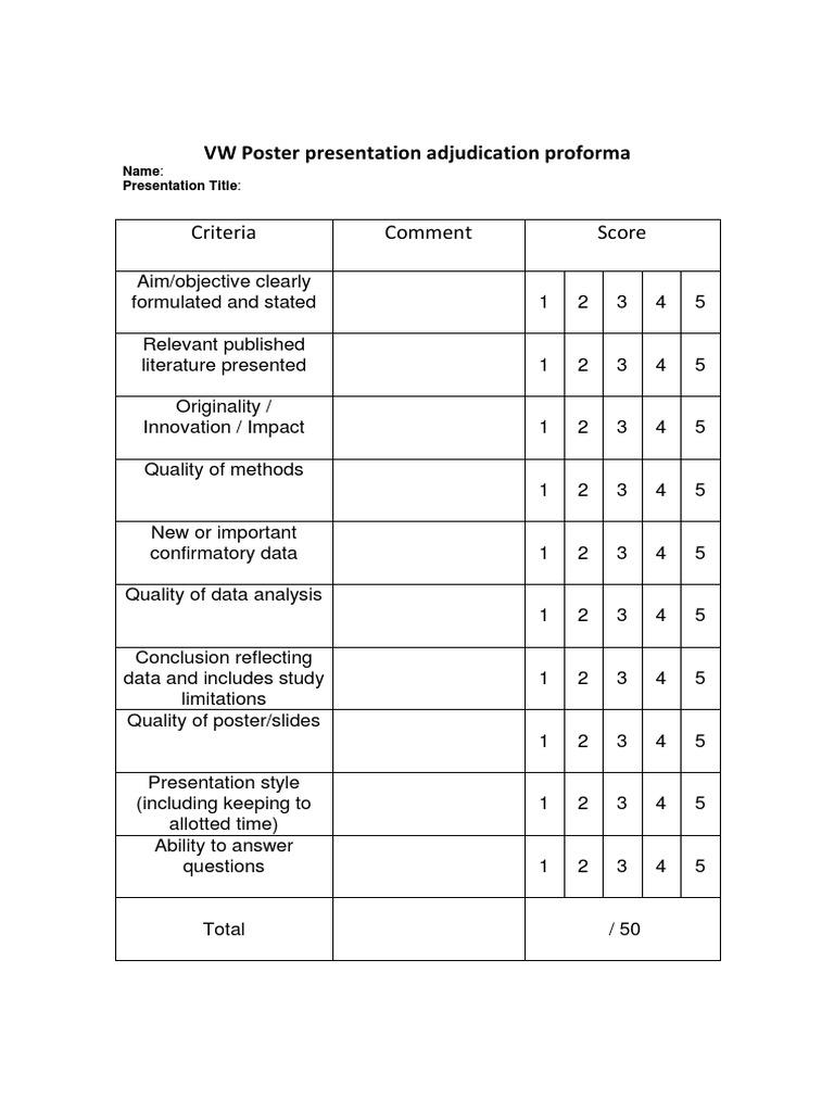 Poster Presentation Evaluation Criteria | PDF