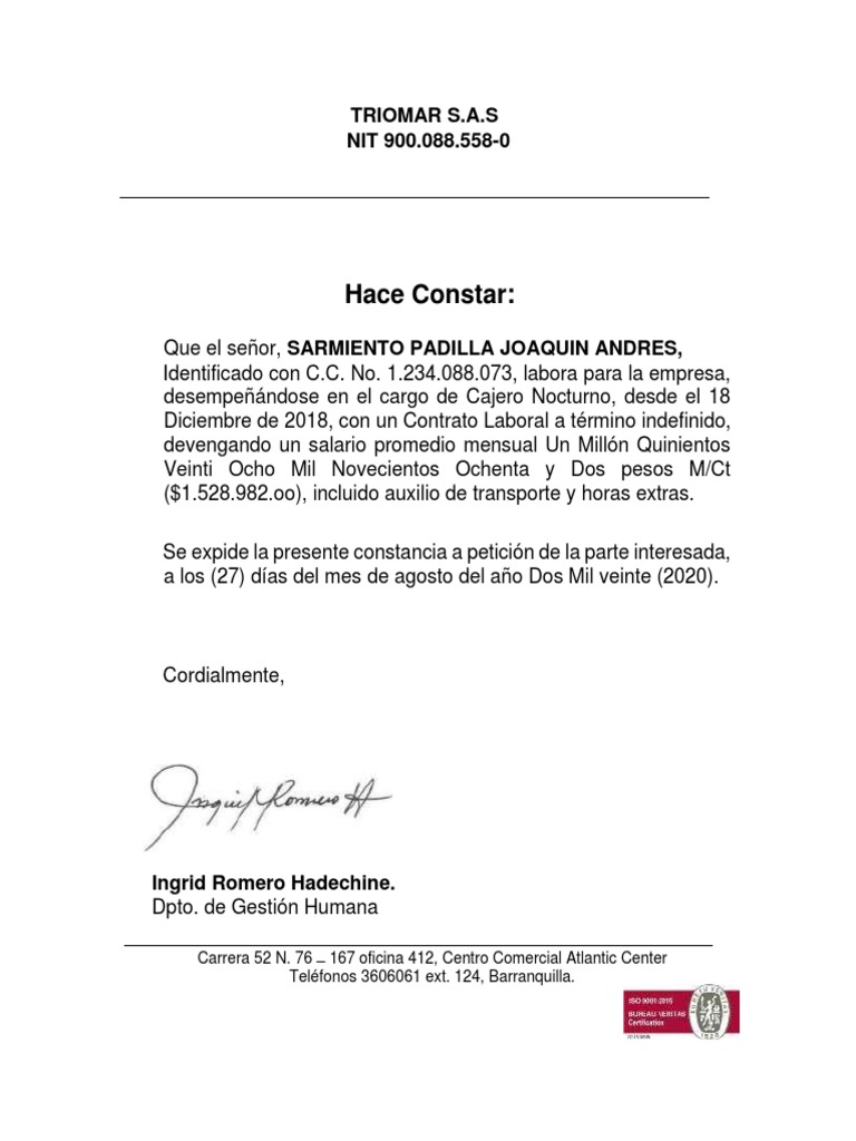 Como Hacer Carta Laboral en PDF | PDF