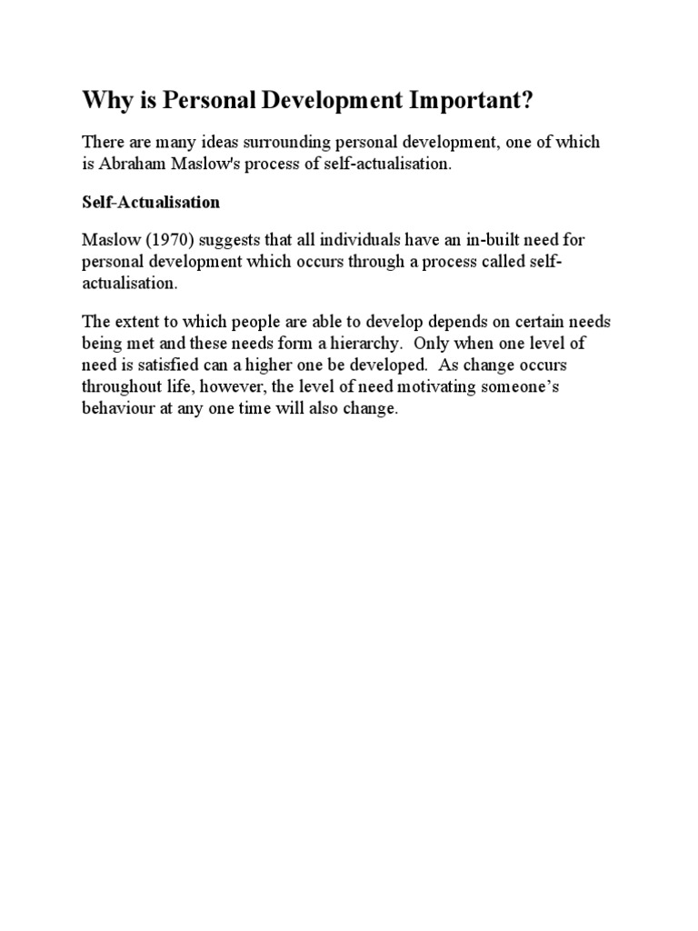 Why Is Personal Development Important?: Self-Actualisation | PDF ...