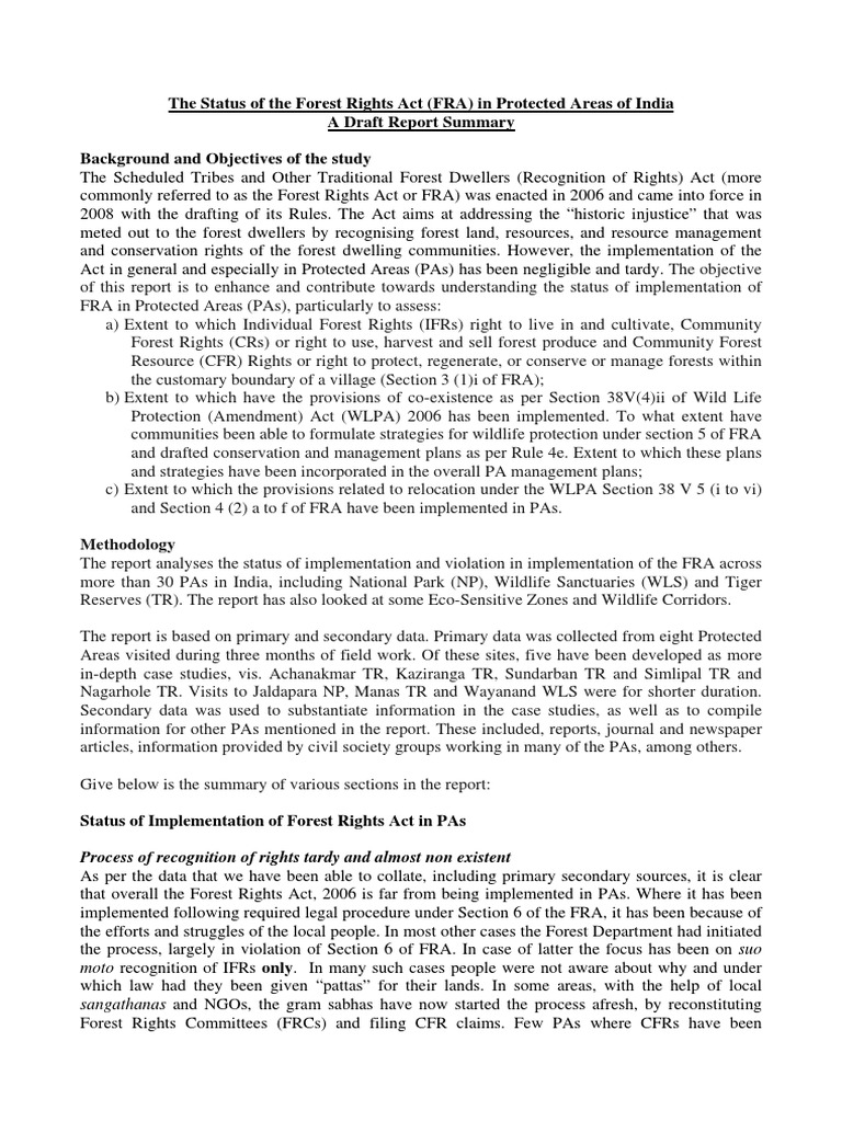 Summary Final Implementation of FRA in PAs | PDF