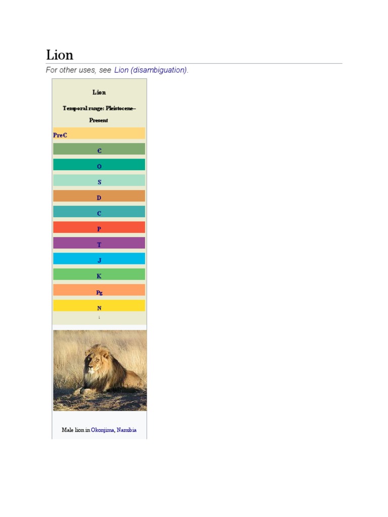 For Other Uses, See .: Lion (Disambiguation) | PDF | Lion | Organisms