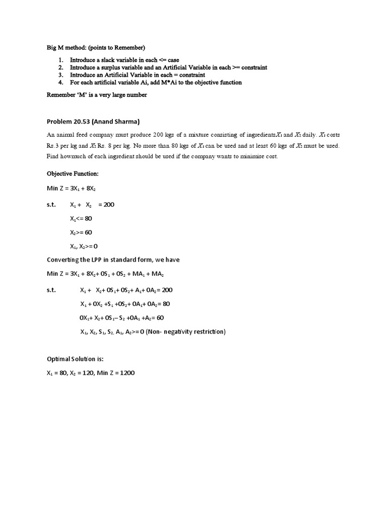 Big M Method | PDF