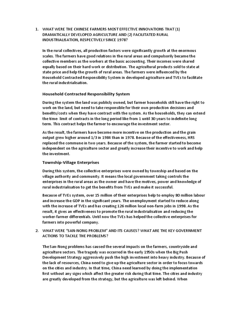 Household Contracted Responsibility System | PDF | Taxes | Agriculture