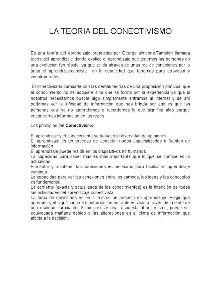 La Teoria Del Conectivismo | PDF