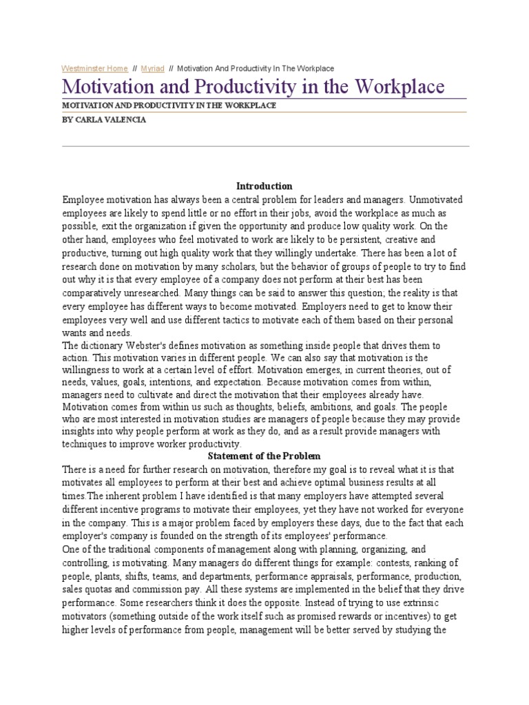 Boosting Workplace Motivation & Productivity | PDF | Motivation ...