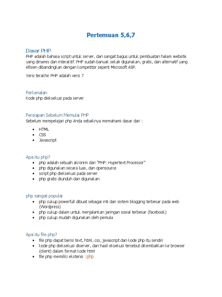 Panduan Dasar PHP: Instalasi & Sintaks | PDF