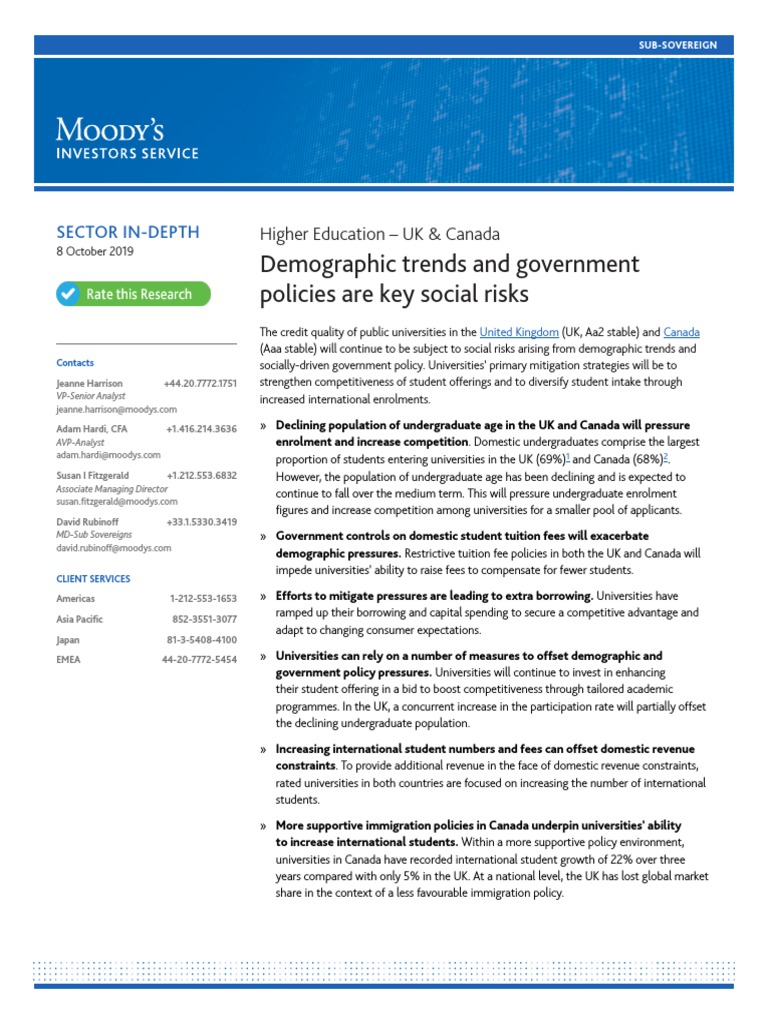 Sector In-Depth - Higher Education UK Canada | PDF | Moody's Investors ...