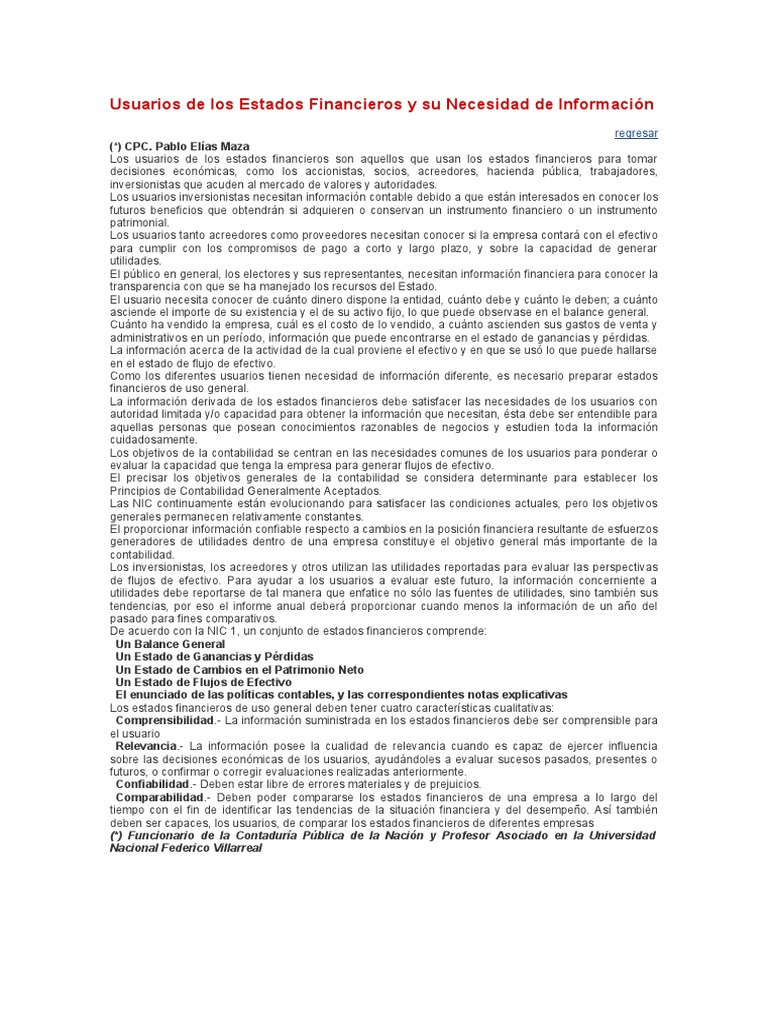 Tarea - Ususarios de Los Eeff 1 | Descargar gratis PDF | Estado financiero | Contabilidad