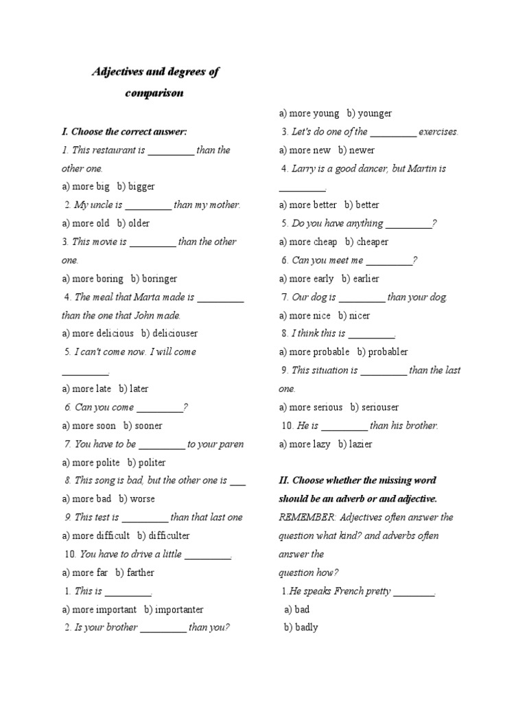 Adjectives and Degrees of Comparison 9 | PDF | Grammar | Linguistics
