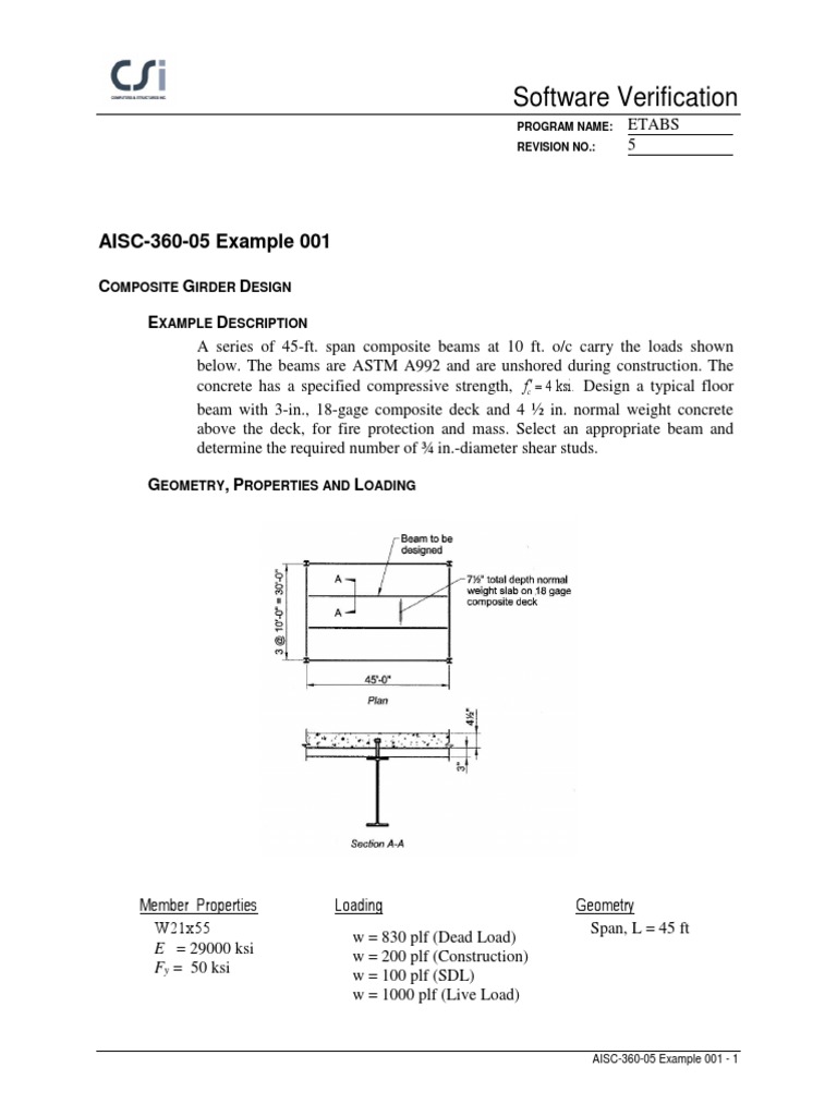 AISC-360-05 Example 001 PDF | PDF | Beam (Structure) | Mechanical Engineering