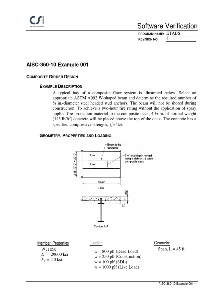 AISC-360-10 Example 001 PDF | PDF | Beam (Structure) | Bending