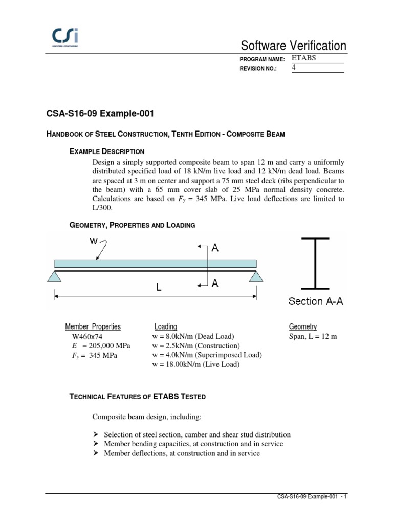 CSA-S16-09 Example 001 PDF | PDF | Beam (Structure) | Mechanics