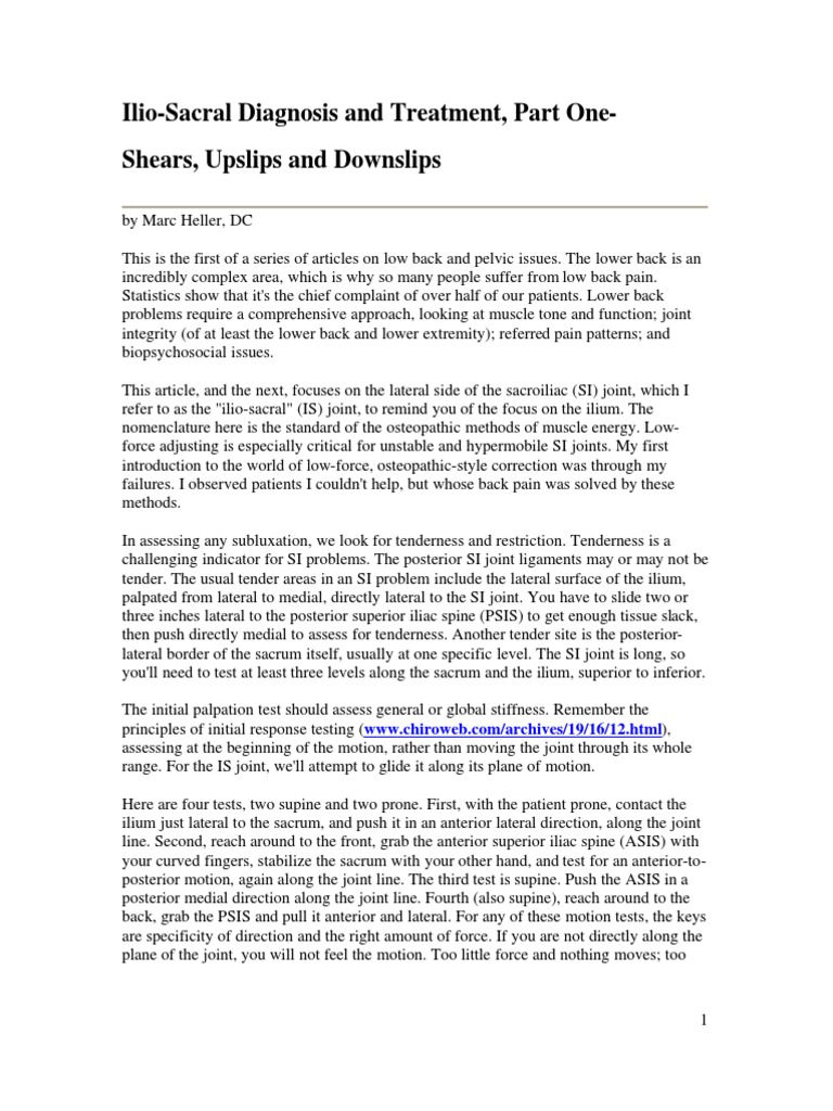 Ilio-Sacral Diagnosis and Treatment, Part One-Shears, Upslips and ...