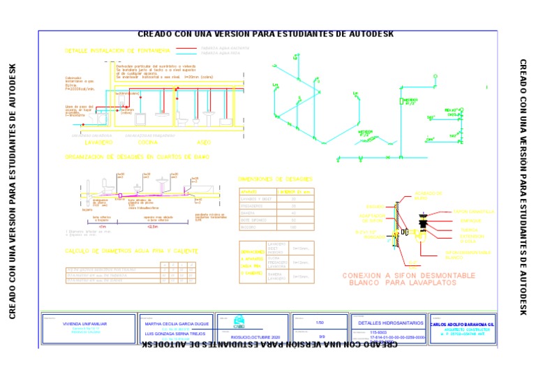 Planos Hidrosanitarios Vivienda Unifamiliar | PDF