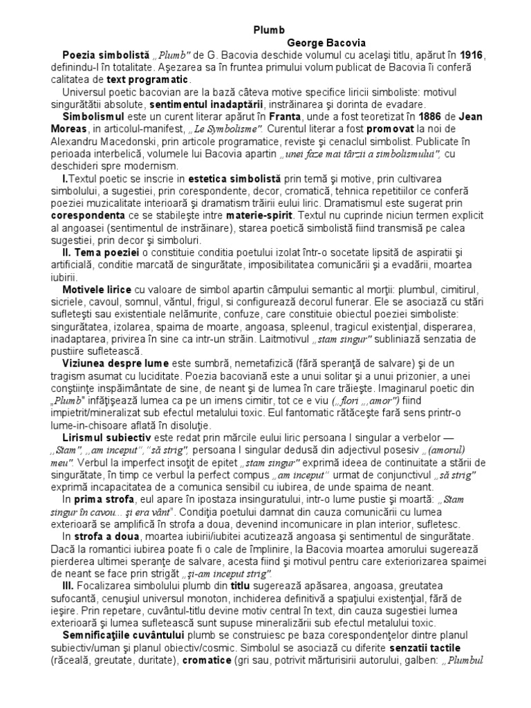 George Bacovia - Plumb | PDF