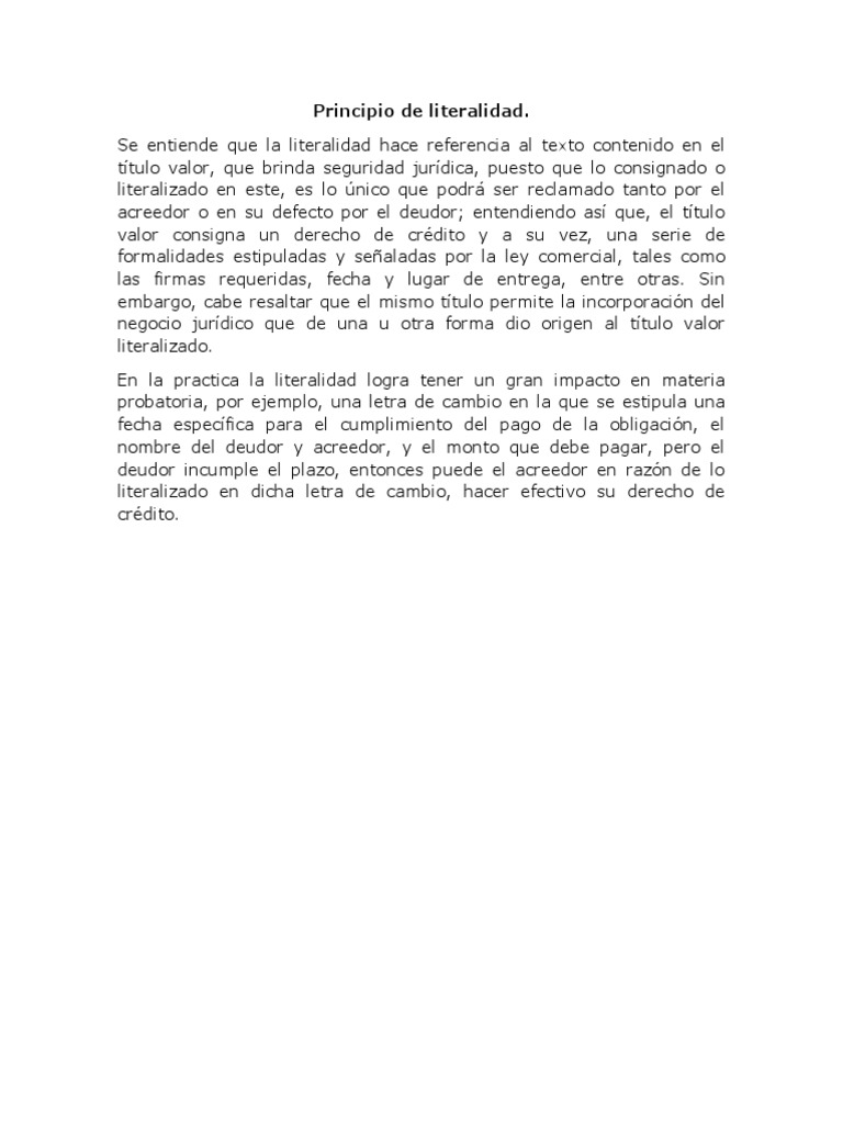 Principio de Literalidad | PDF
