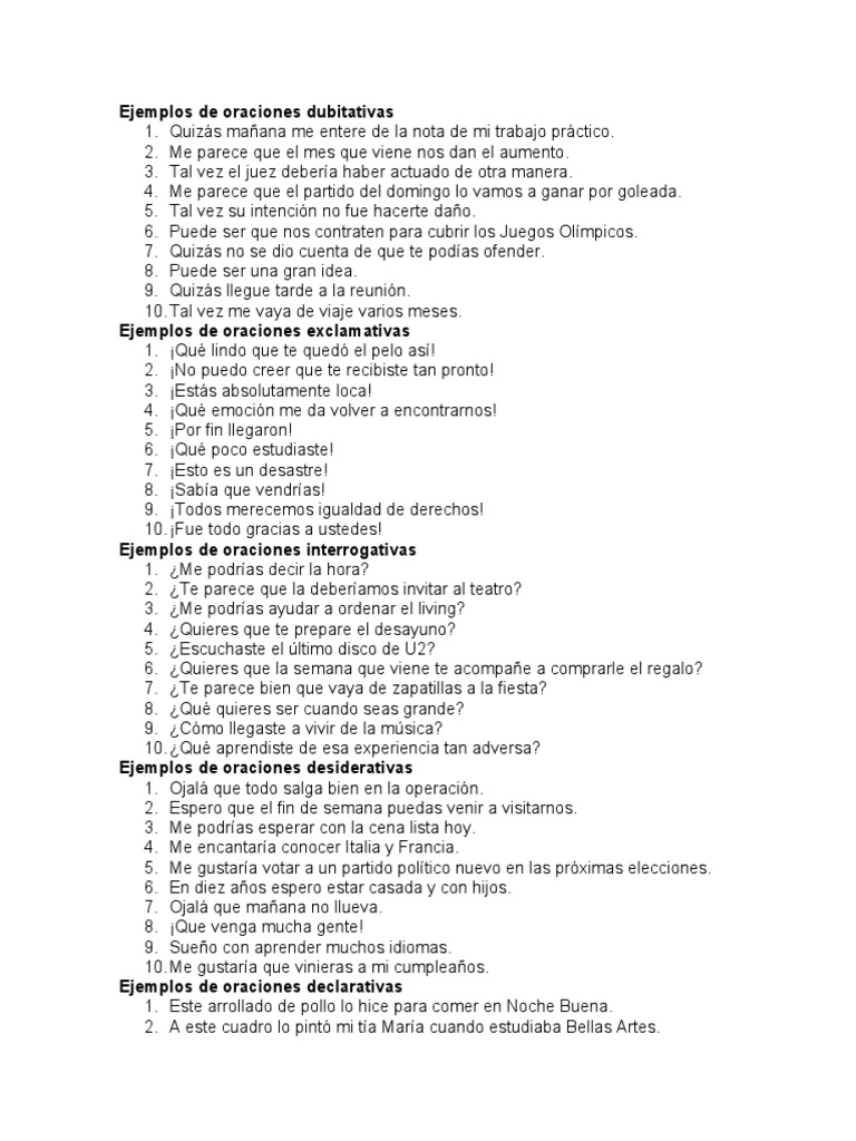 Ejemplos de Oraciones Dubitativas | PDF | Justicia | Crimen y violencia