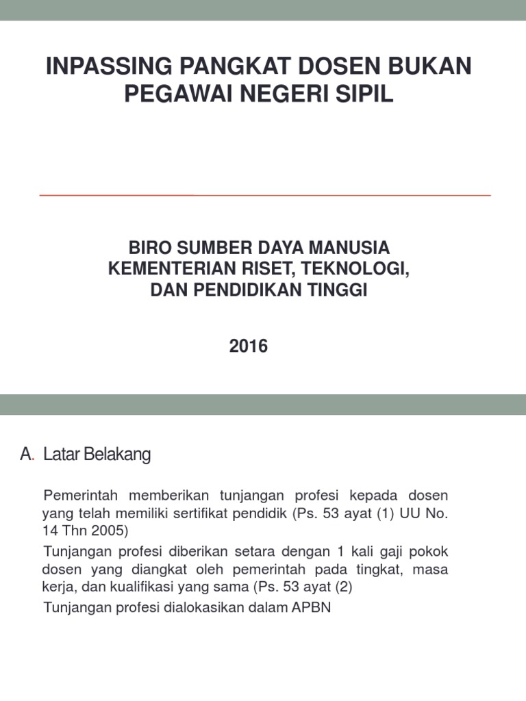 Materi Inpassing Pangkat Dosen Non PNS - Pak Mangiring | PDF