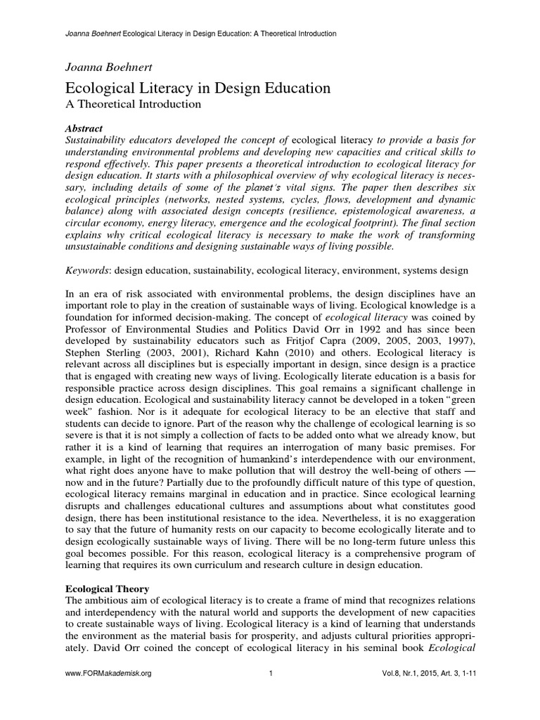 Ecological Literacy in Design Education | PDF | Sustainability | Ecology