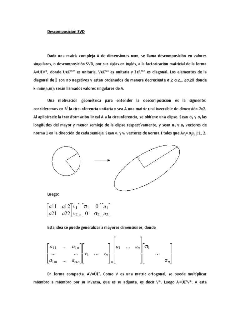 Descomposicion SVD Pseudoinversa | PDF | Matriz (Matemáticas) | Vector ...