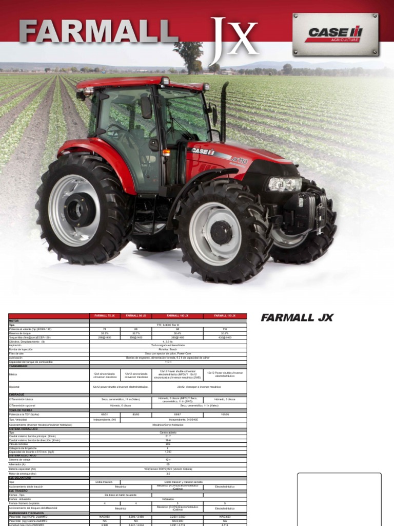 Ficha Técnica Tractor Case JX90 | PDF | Inyección de combustible ...
