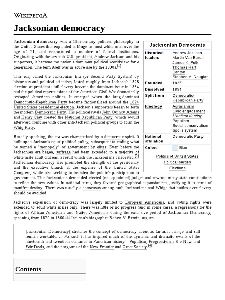 Jacksonian Democracy: Jacksonian Democracy Was A 19th-Century Political ...