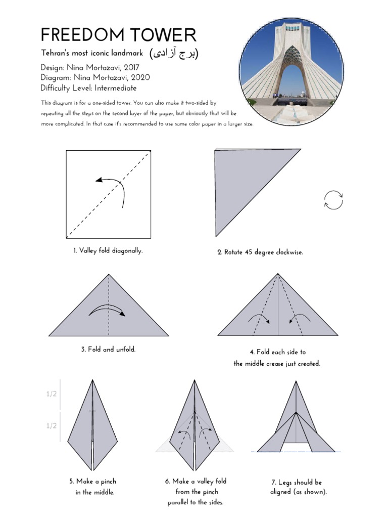 Intermediate Tower Origami Instructions | PDF | Paper Folding | Paper Art