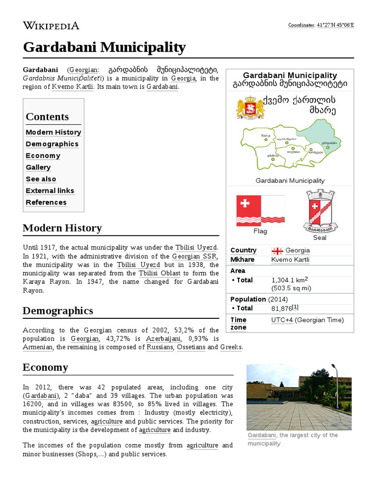 Gardabani Municipality: Gardabnis Munici | PDF | Georgia (Country ...