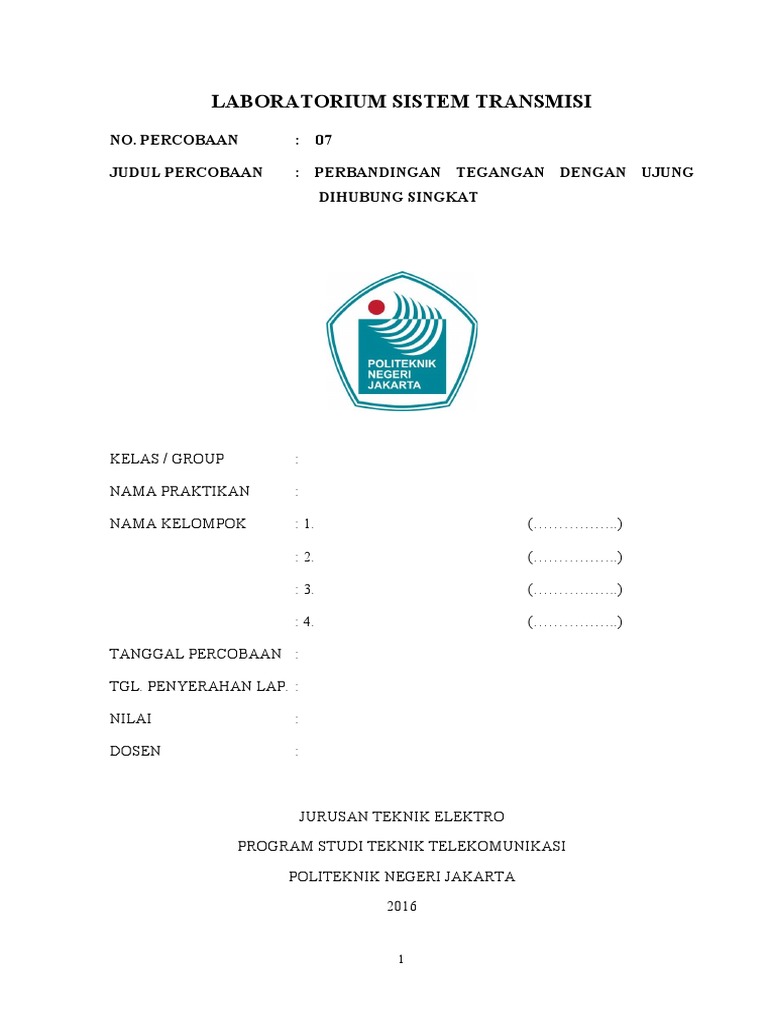 JOBSHEET - 7 - Perbandingan Tegangan Pada Saluran Koaksial Hubung Singkat | PDF