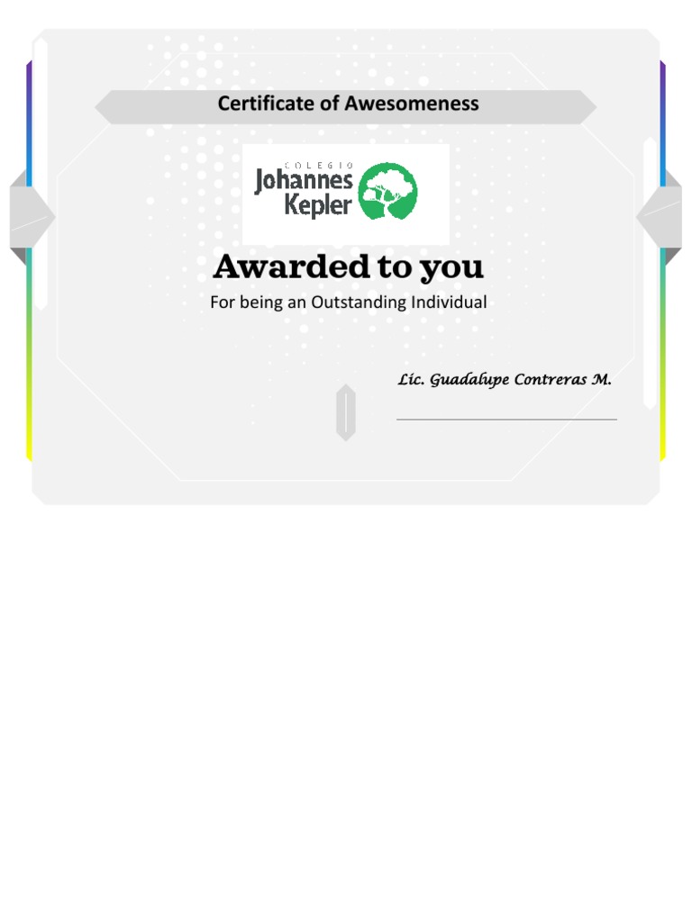 Certificate of Awesomeness | PDF