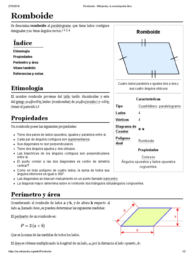 Romboide - Wikipedia, La Enciclopedia Libre PDF | PDF | Geometría ...