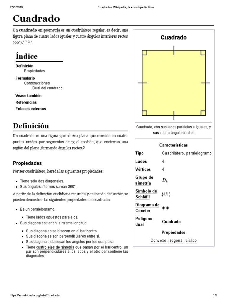 Cuadrado - Wikipedia, La Enciclopedia Libre | PDF | Objetos geométricos ...