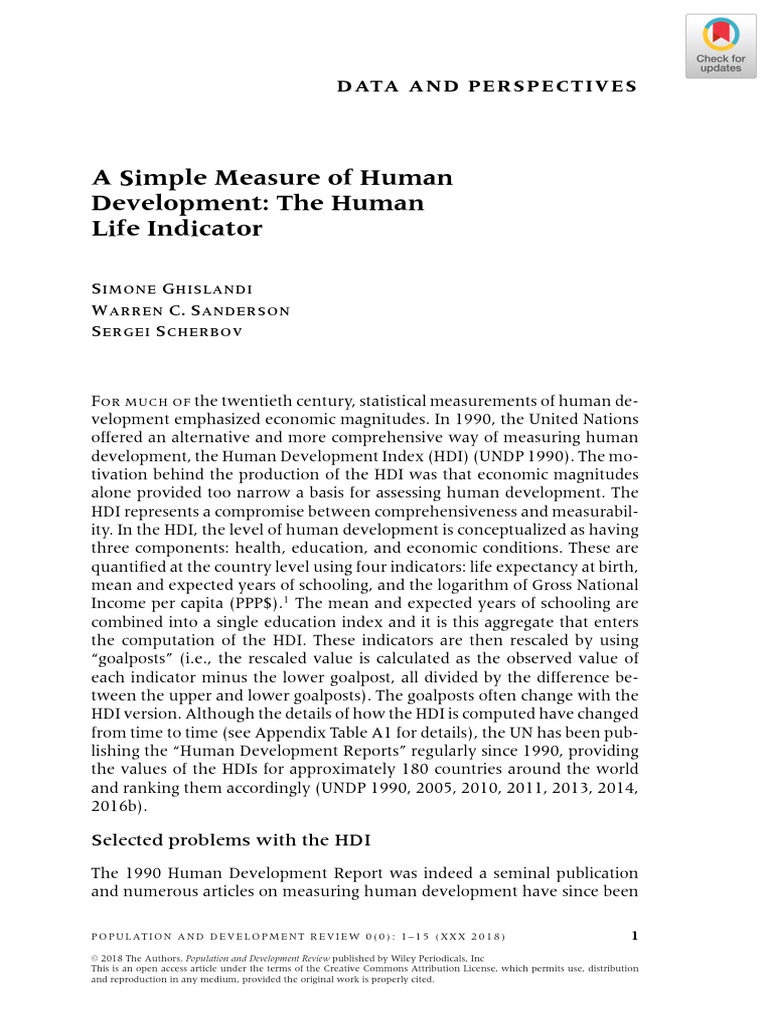 A Simple Measure of Human Development: The Human Life Indicator | PDF ...