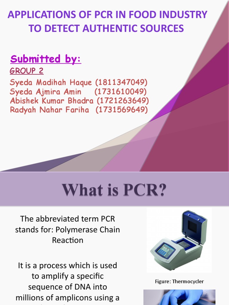 Applications of PCR in Food Industry To Detect Authentic Sources | PDF