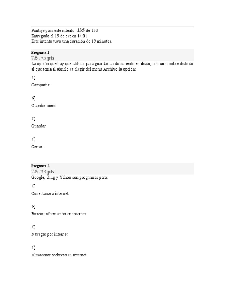 PowerPoint examen preguntas respuestas ofimática | PDF | Microsoft Excel | Microsoft Outlook