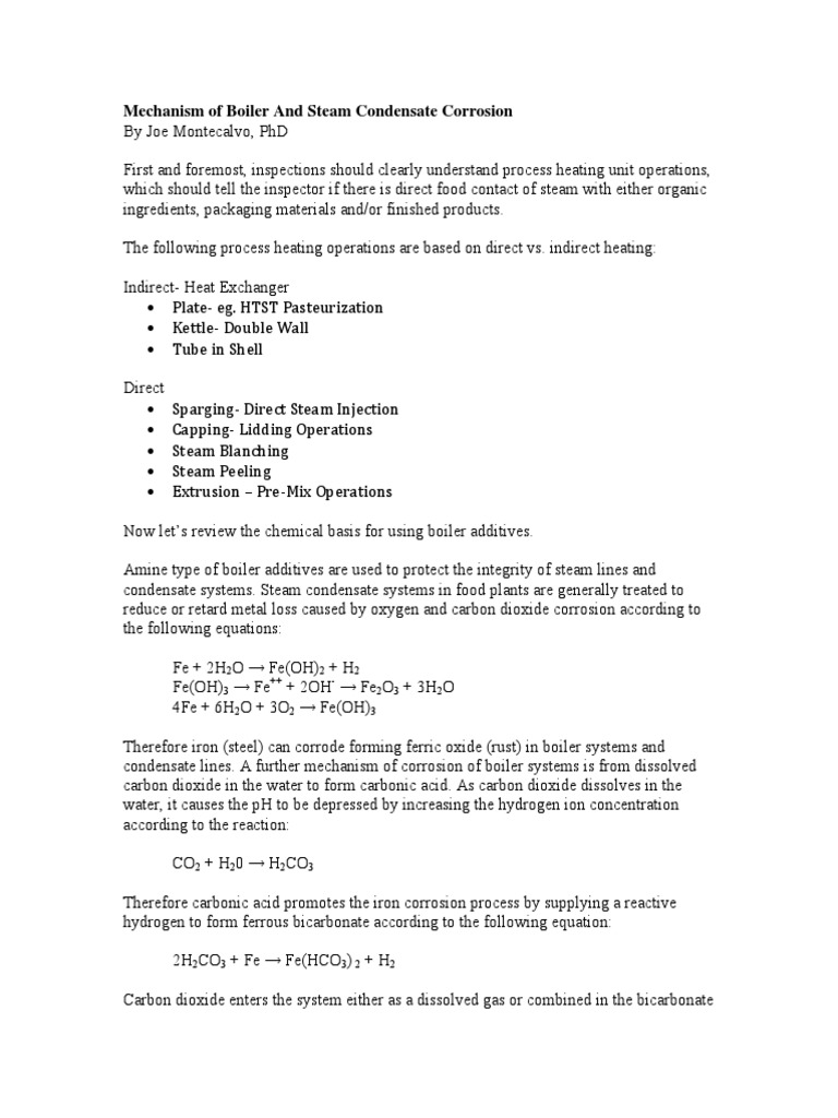Mechanism of Boiler and Steam Condensate Corrosion | PDF | Corrosion ...