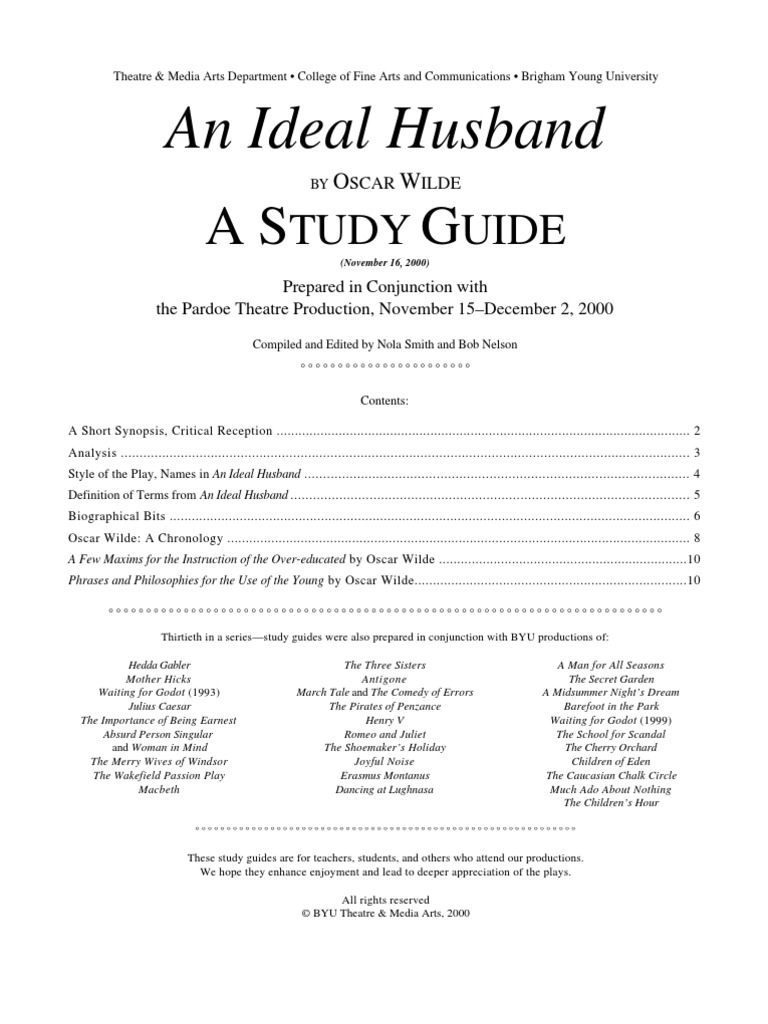 Study Guide | PDF | Oscar Wilde