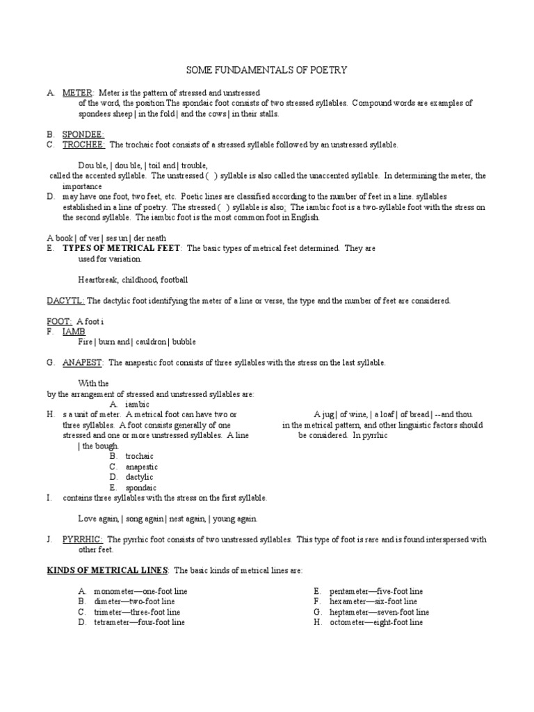 Some Fundamentals of Poetry: KINDS OF METRICAL LINES: The Basic Kinds ...