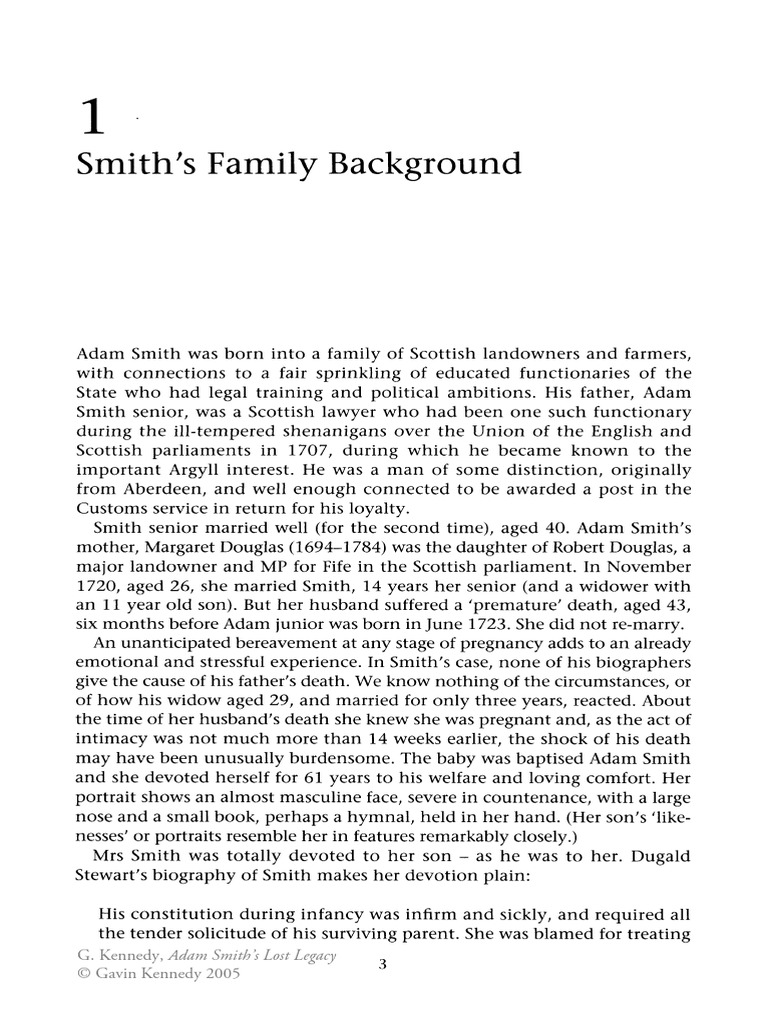 Smith's Family Background | PDF | Adam Smith | Family