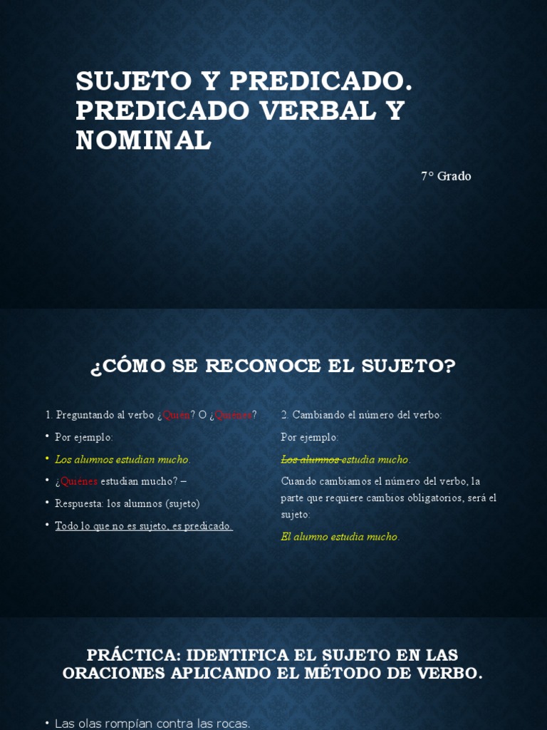 Sujeto y Predicado en Oraciones | PDF | Asunto (gramática) | Predicado ...