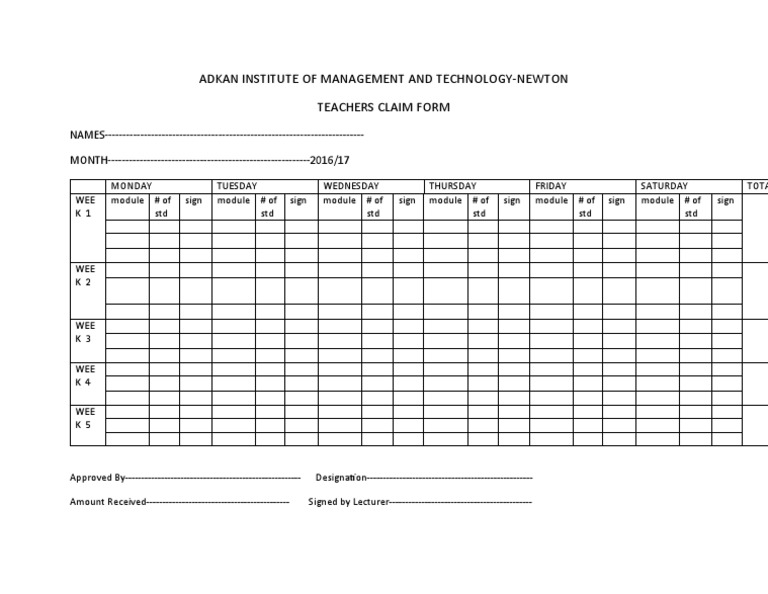 Adkan Institute of Management and Technology-Newton Teachers Claim Form ...