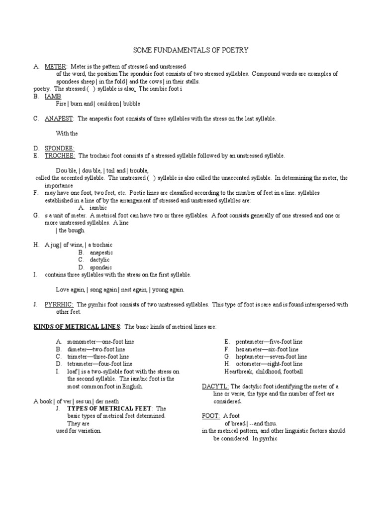 Some Fundamentals of Poetry: KINDS OF METRICAL LINES: The Basic Kinds ...