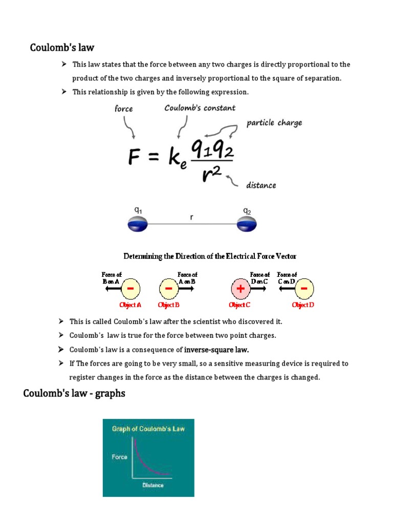Coulomb's Law - Questions | PDF | Electric Field | Force